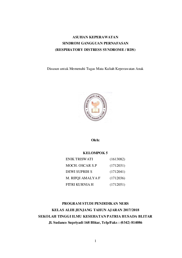 (DOC) ASUHAN KEPERAWATAN SINDROM GANGGUAN PERNAFASAN (RESPIRATORY ...