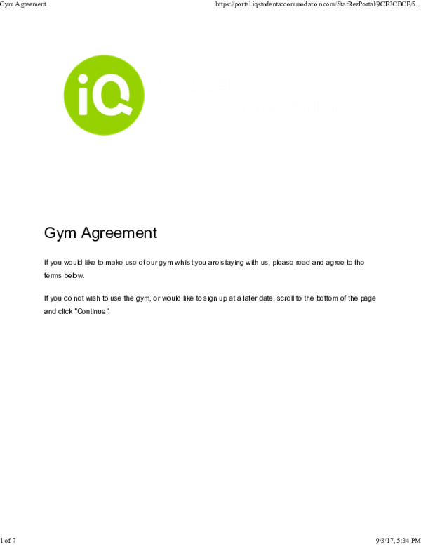(PDF) Gym Agreement