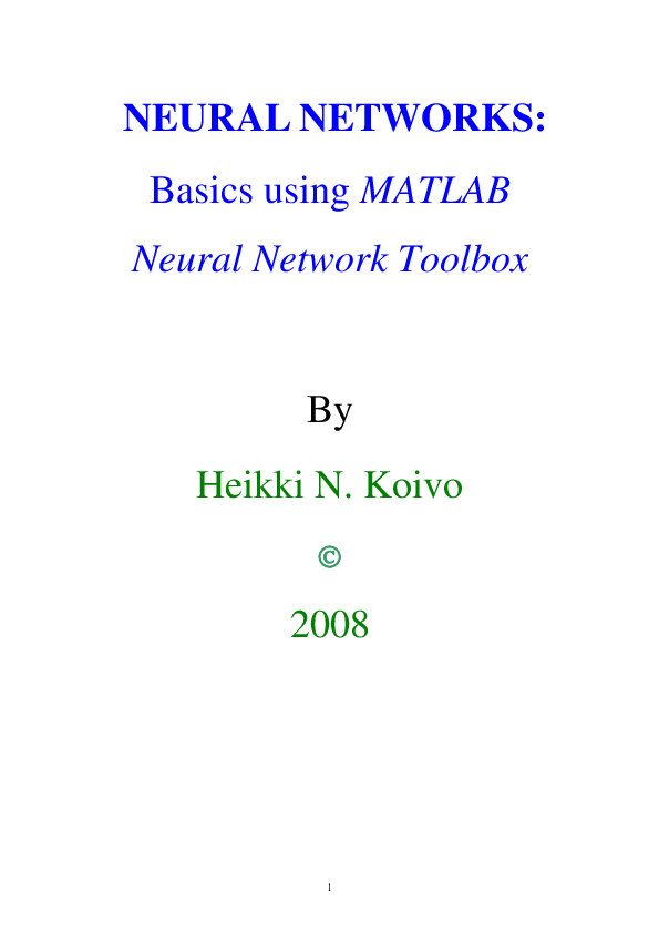 (PDF) NEURAL NETWORKS: Basics using MATLAB Neural Network Toolbox | srinidhi s - Academia.edu