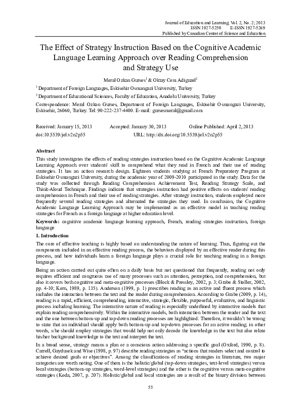 (PDF) The Effect of Strategy Instruction Based on the Cognitive ...