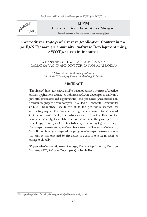 (PDF) Competitive Strategy of Creative Application Content in the ASEAN ...