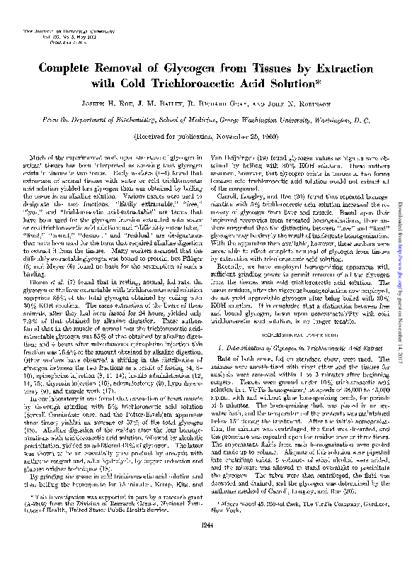 (PDF) Complete Removal of Glycogen from Tissues by Extraction with Cold ...