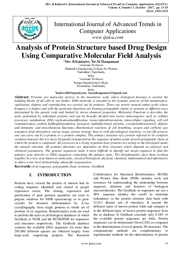 (PDF) Analysis of Protein Structure based Drug Design Using Comparative ...