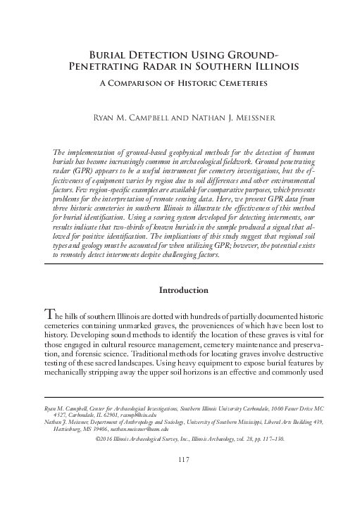 (PDF) Burial Detection Using Ground-Penetrating Radar in Southern Illinois: A Comparison of ...