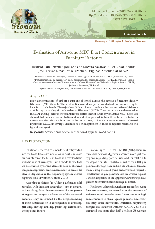 (PDF) Evaluation of Airborne MDF Dust Concentration in Furniture ...