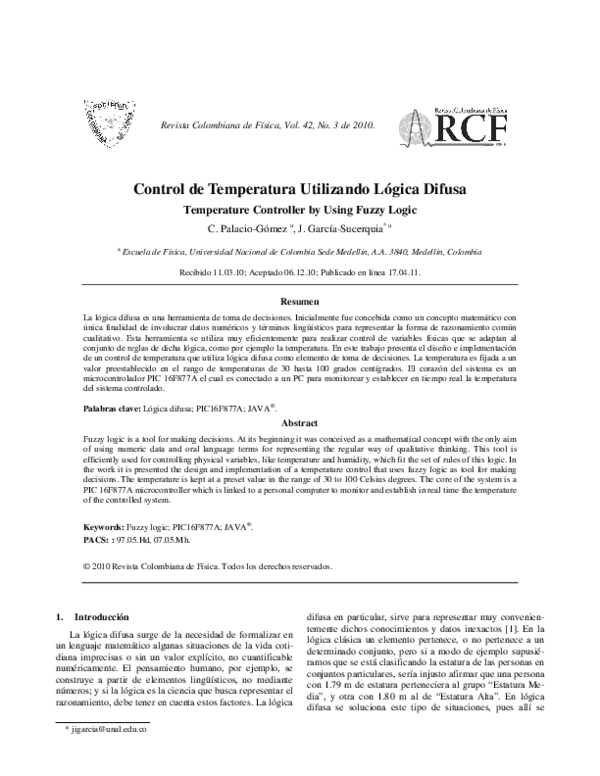 (PDF) Control de Temperatura Utilizando Lógica Difusa Temperature ...