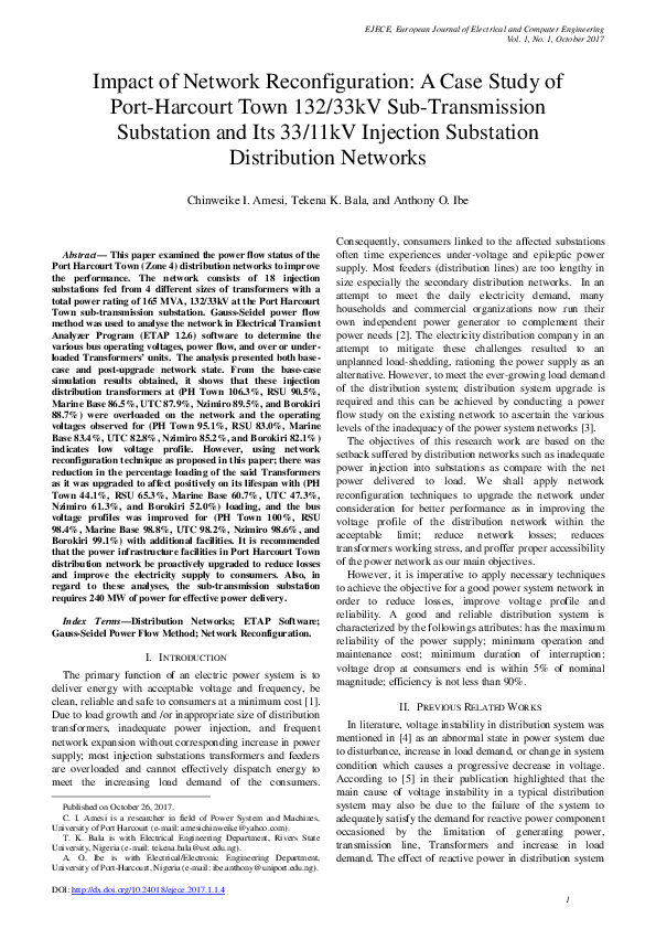 Pdf Impact Of Network Reconfiguration A Case