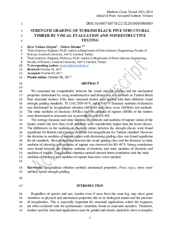 (PDF) Strength grading of turkish black pine structural timber by ...