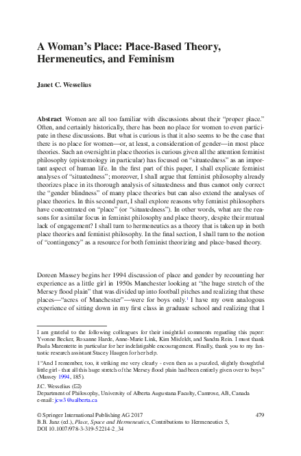 (PDF) Feminism and Place: Theory and Contextuality