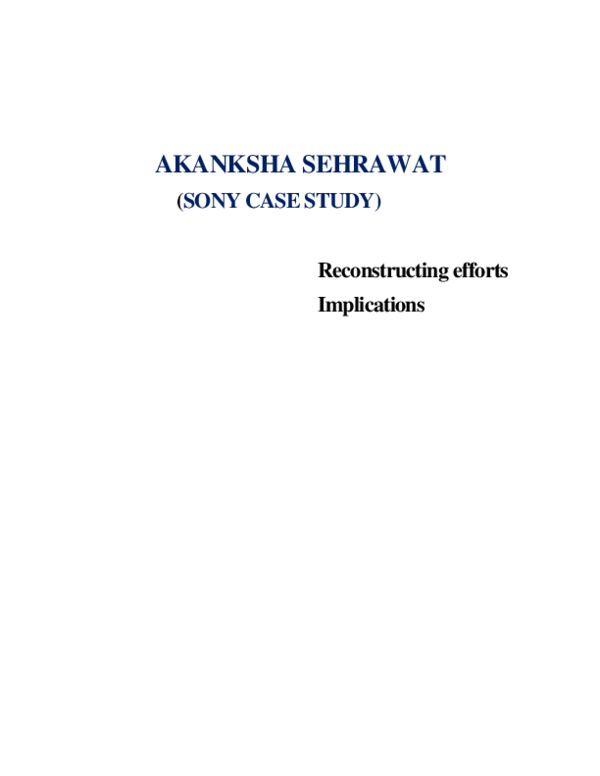 (DOC) SONY case study