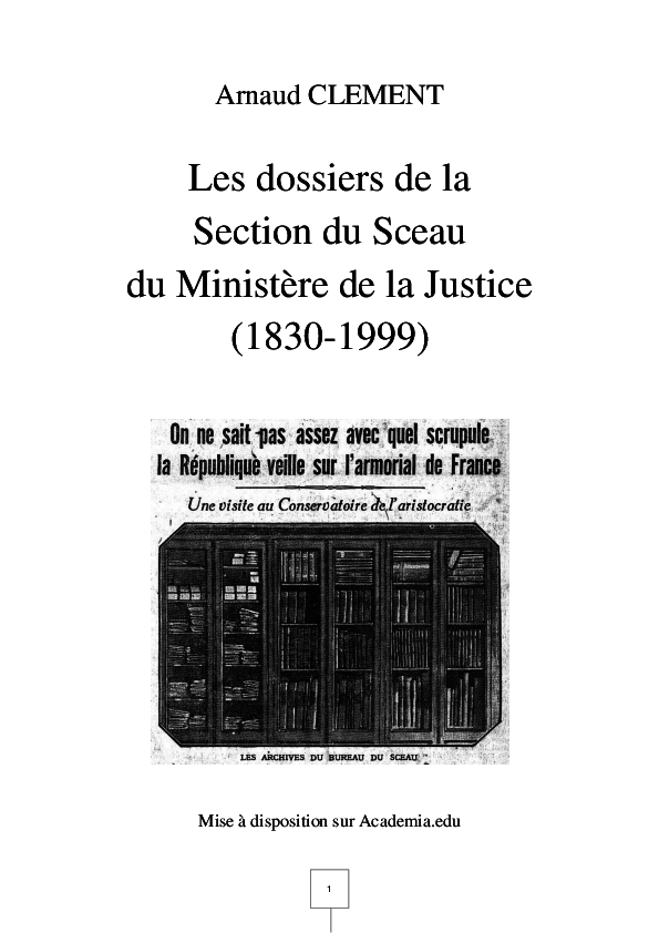 (PDF) Les dossiers de la Section du Sceau du Ministère de la Justice