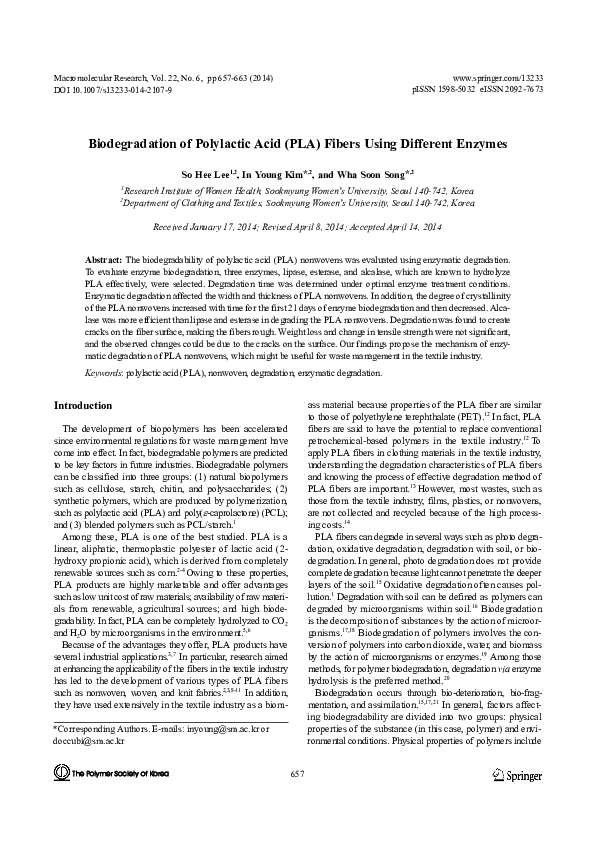 (PDF) Biodegradation of Polylactic Acid (PLA) Fibers Using Different ...