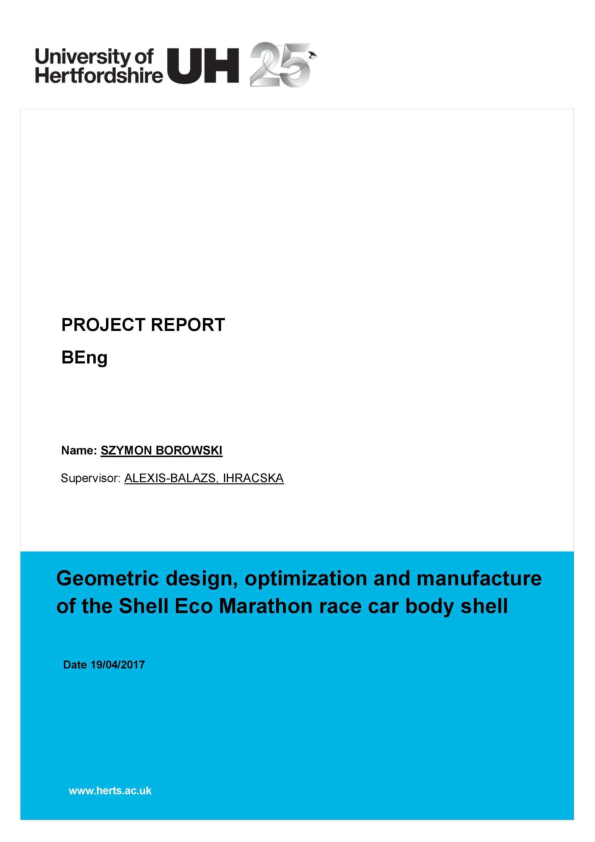 (PDF) School of Engineering and Technology BEng Final Year Project Report Geometric design ...