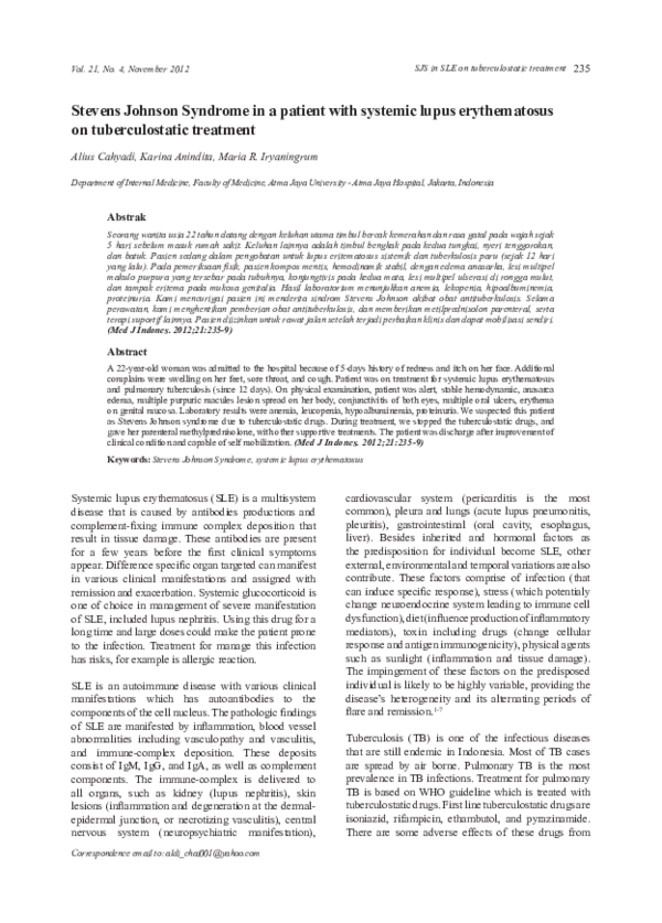 (PDF) Stevens Johnson Syndrome in a patient with systemic lupus ...