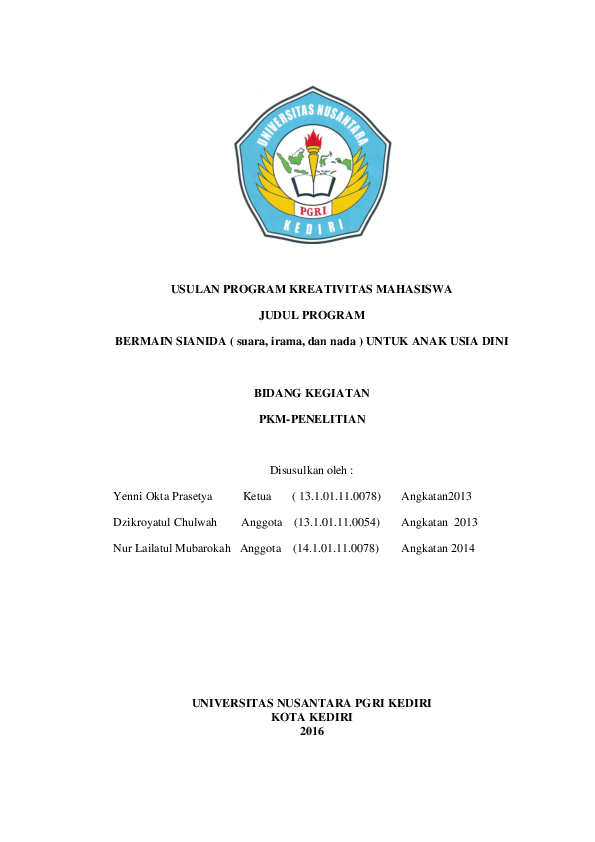 (DOC) USULAN PROGRAM KREATIVITAS MAHASISWA