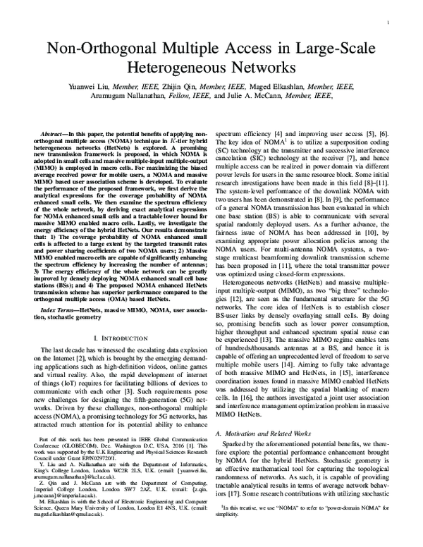 Pdf Non Orthogonal Multiple Access In Large Scale Heterogeneous Networks
