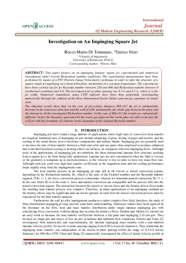 (PDF) Investigation on An Impinging Square Jet