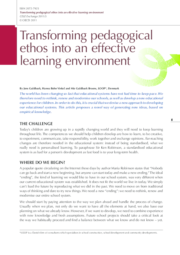 (PDF) Transforming Pedagogical Ethos into an Effective Learning Environment
