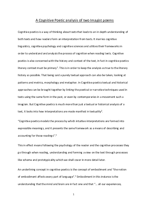 (DOC) A Cognitive Poetic analysis of two Imagist poems