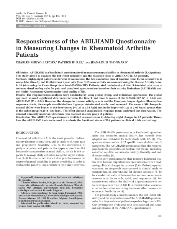 (PDF) Responsiveness of the ABILHAND questionnaire in measuring changes ...