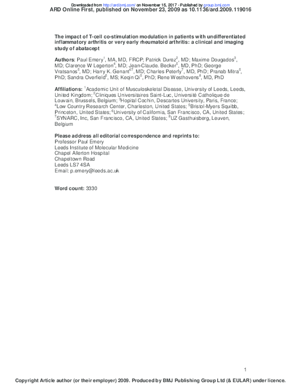 (PDF) The impact of T-cell co-stimulation modulation in patients with ...