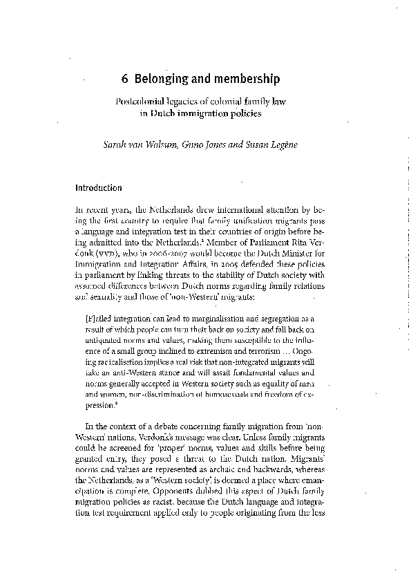 (PDF) Belonging and Membership Postcolonial Legacies of colonial family ...