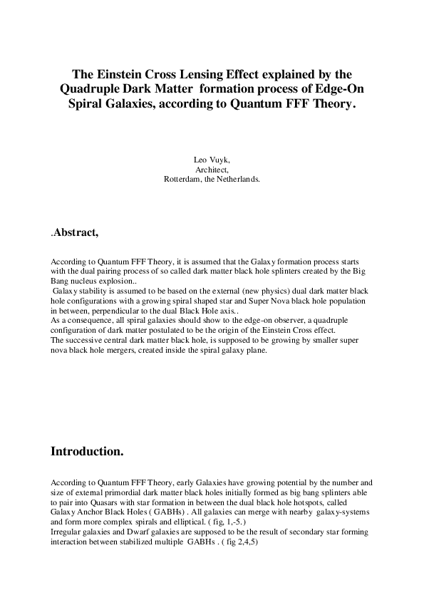 (PDF) The Einstein Cross Lensing Effect explained by the Quadruple Dark ...