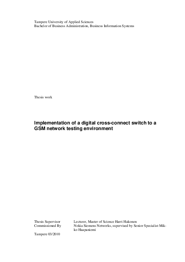 (PDF) Implementation of a digital cross-connect switch to a GSM network ...
