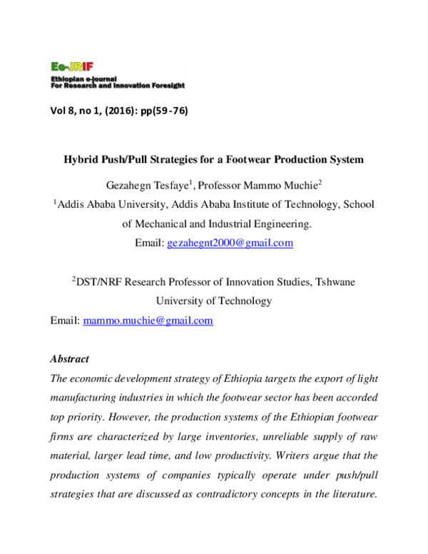 (PDF) Hybrid Push/Pull Strategies for a Footwear Production System