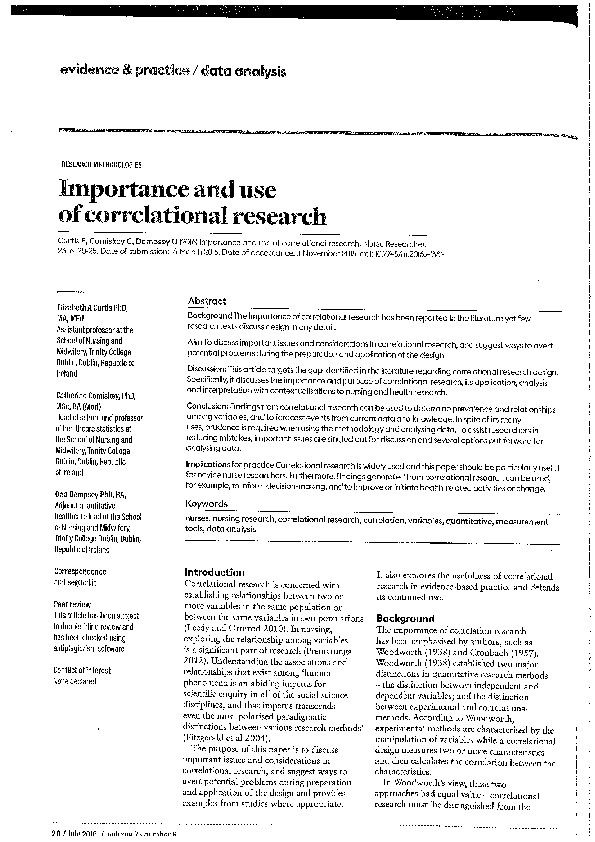 Pdf Importance And Use Of Correlational Research Pdf