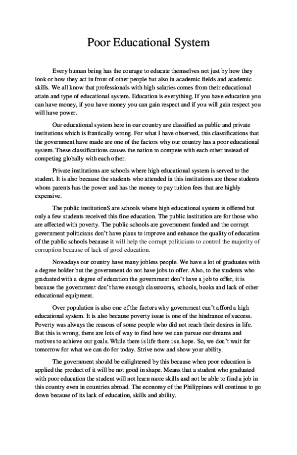 (DOC) Poor Educational System