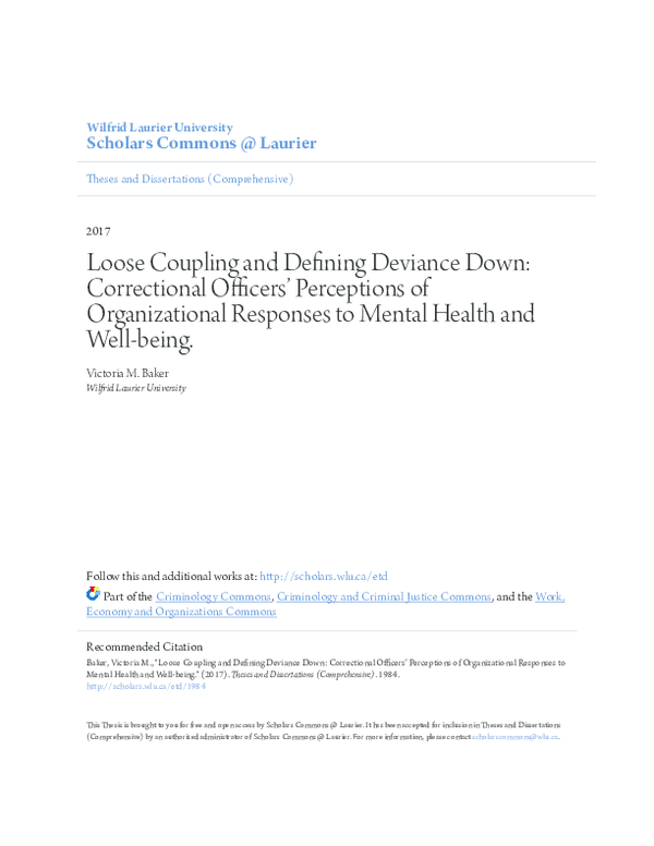 (PDF) Scholars Commons @ Laurier Loose Coupling and Defining Deviance ...