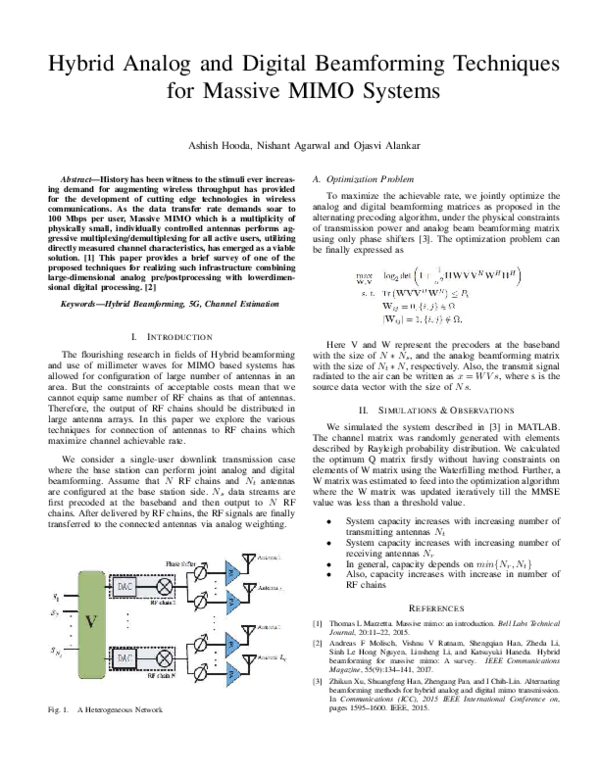 (PDF) Hybrid Analog and Digital Beamforming Techniques for Massive MIMO Systems