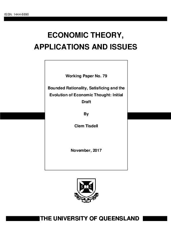 (PDF) Bounded Rationality, Satisficing and the Evolution of Economic ...