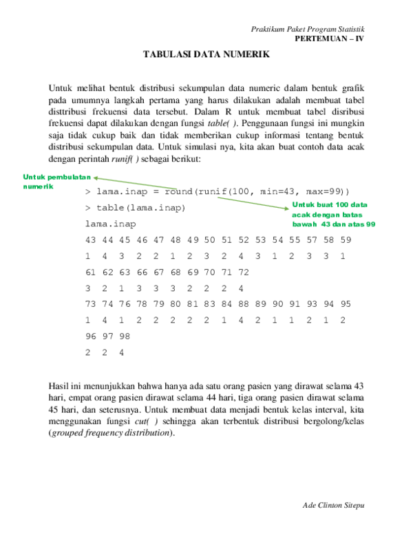 (PDF) Tabulasi Data Numerik (PAKET PROGRAM STATISTIK 04)