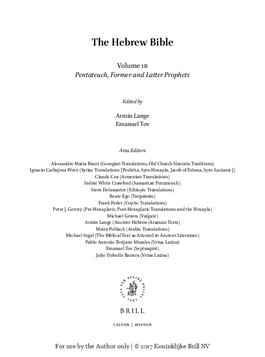 (PDF) Masoretic Texts and Ancient Texts Close to MT