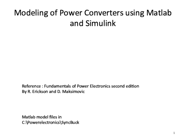 (PPT) Modeling of Power Converters using Matlab and Simulink