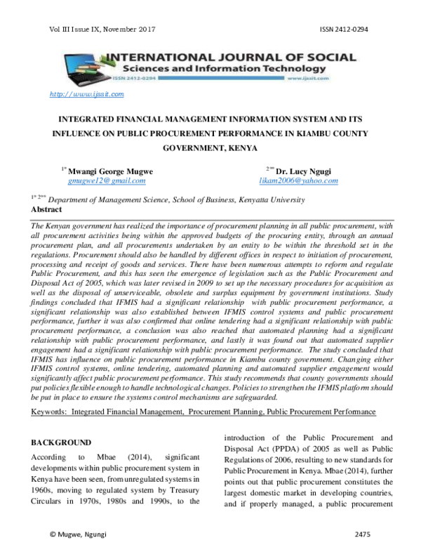 (PDF) INTEGRATED FINANCIAL MANAGEMENT INFORMATION SYSTEM AND ITS ...