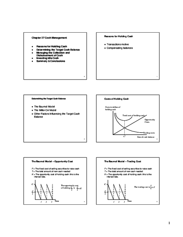 (PDF) Chapter 27 Cash Management Reasons for Holding Cash Costs of ...