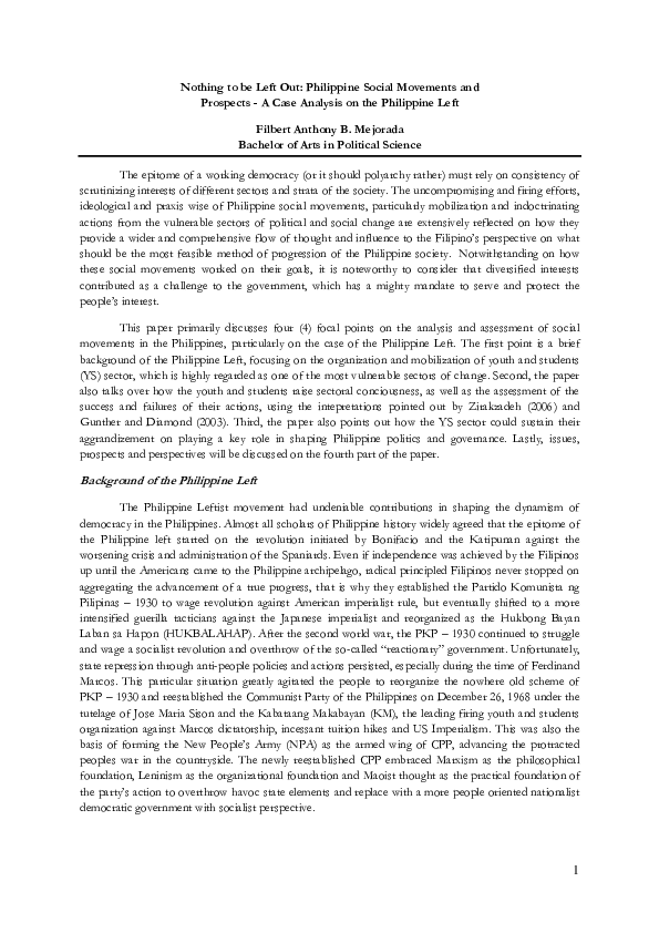 (DOC) Nothing to be Left Out: Philippine Social Movements and Prospects ...