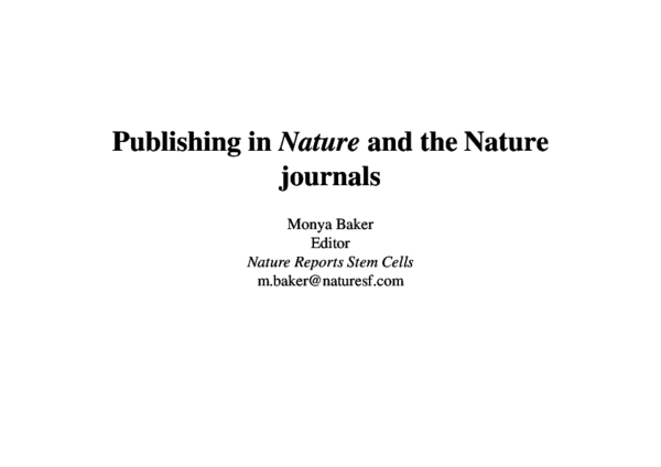 (PDF) Publishing Nature journals Editor