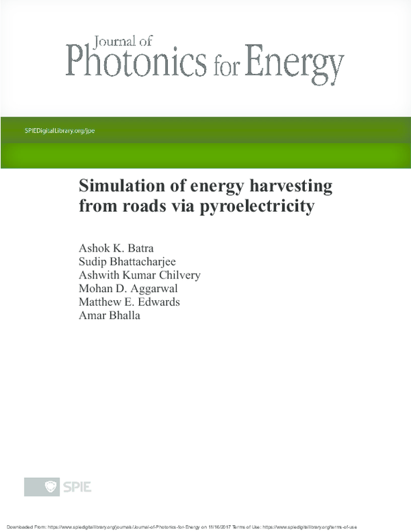 (PDF) Simulation of energy harvesting from roads via pyroelectricity