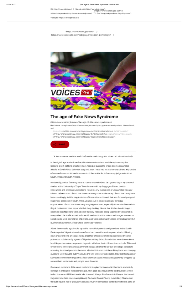 (PDF) The age of Fake News Phenomenon