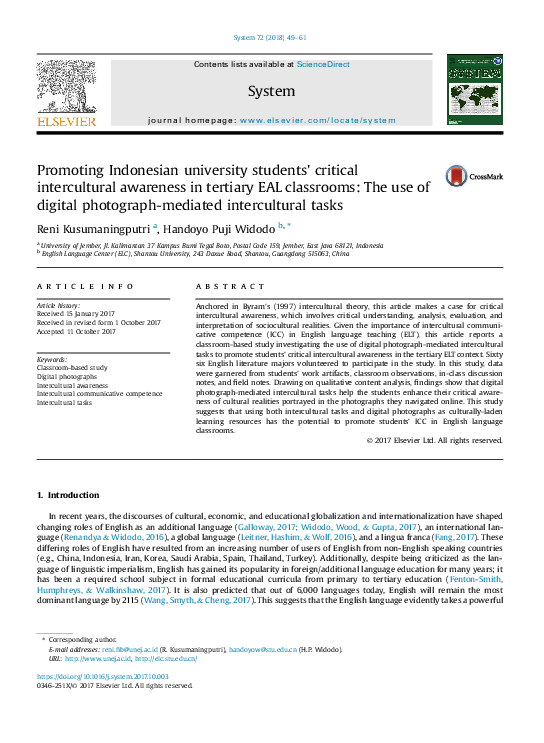 Pdf Critical Intercultural Awareness Indonesia