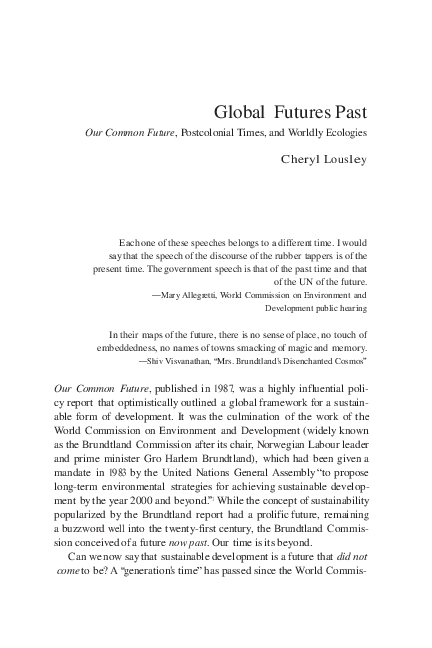 (DOC) Global Futures Past: Our Common Future, Postcolonial Times, and ...