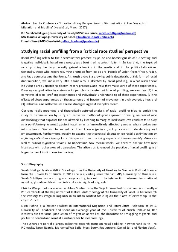 (PDF) Abstract Racial Profiling from a critical race perspective
