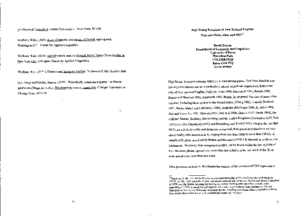 (PDF) High Rising Terminals in New Zealand English: Who uses them, when ...