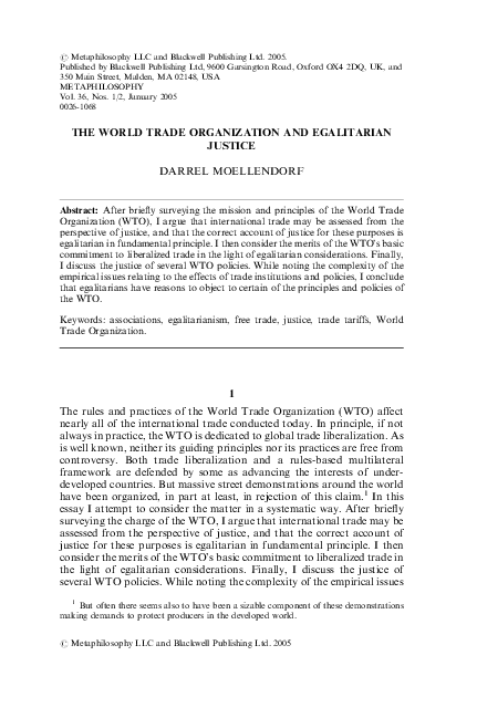 (PDF) THE WORLD TRADE ORGANIZATION AND EGALITARIAN JUSTICE