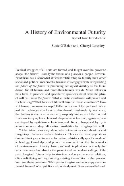 (DOC) A History of Environmental Futurity: Special Issue Introduction