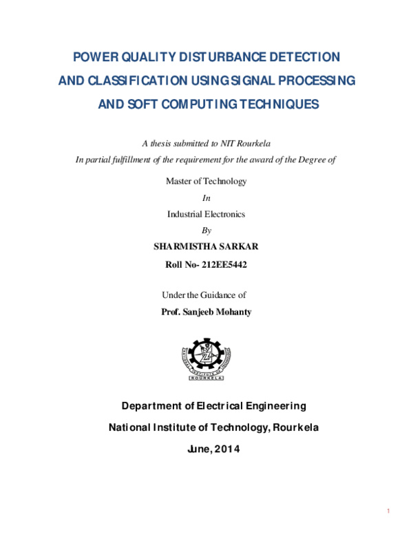 (PDF) POWER QUALITY DISTURBANCE DETECTION AND CLASSIFICATION USING SIGNAL PROCESSING AND SOFT ...
